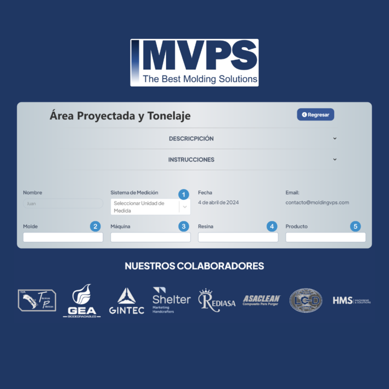 Área Proyectada y Tonelaje - Moldeo Científico moldingvps