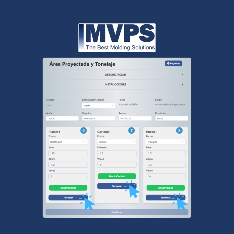 Área Proyectada y Tonelaje - Moldeo Científico moldingvps